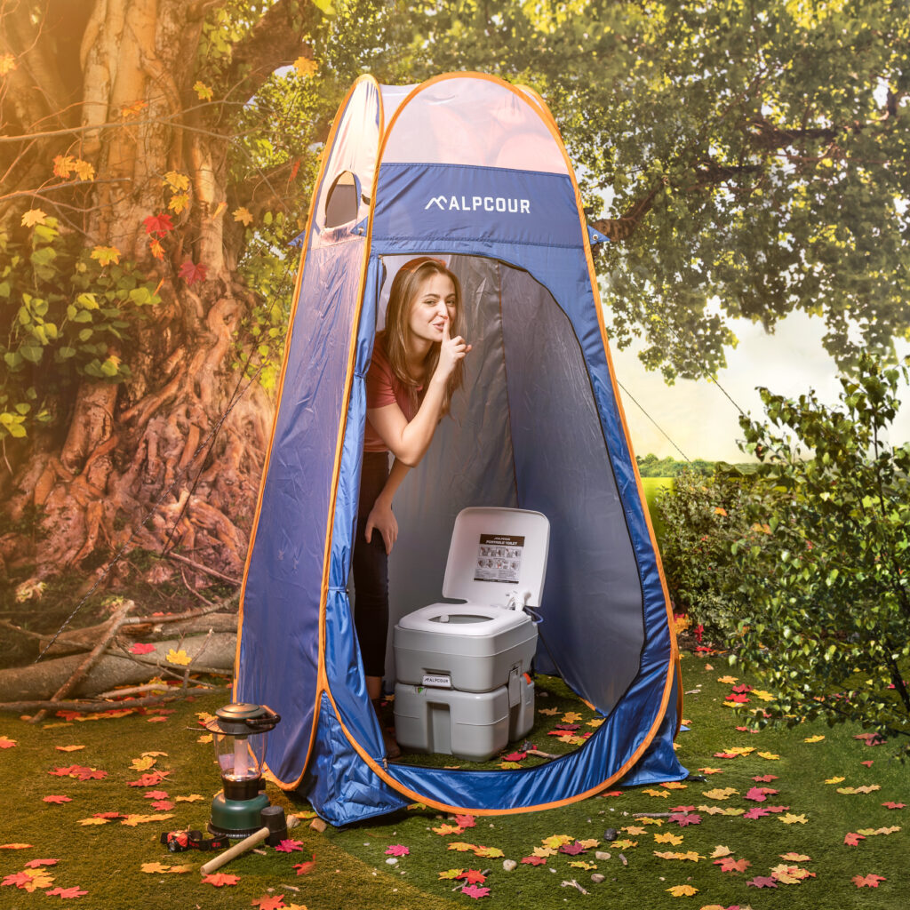 Portable Camping Toilet with Wash Sprayer – Alpcour