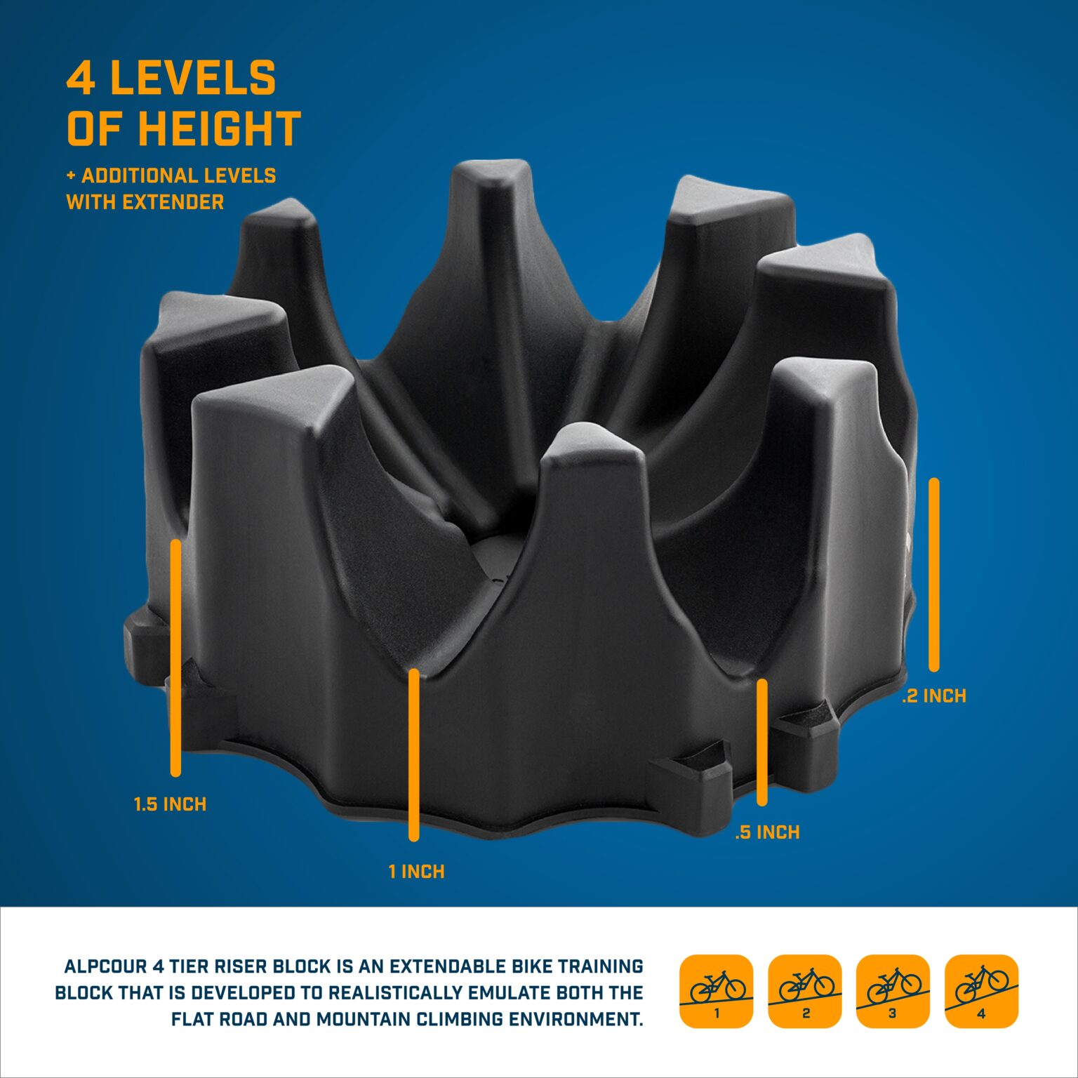 Bike Trainer 4-Tier Riser Block for Front Wheel with Anti-Skid Design ...