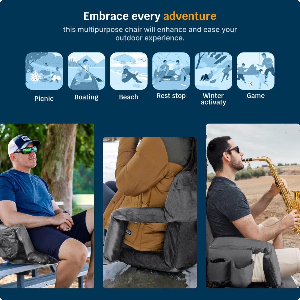 Premium Reclining Stadium Seat with Armrests and Side Pockets - Alpcour